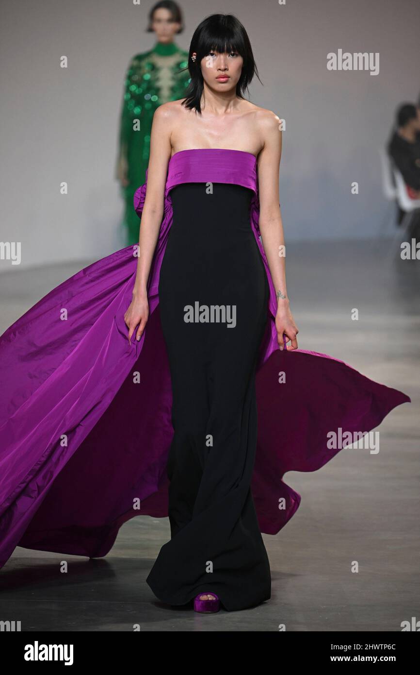 Model Dahan walks on the runway at the Elie Saab fashion show during ...