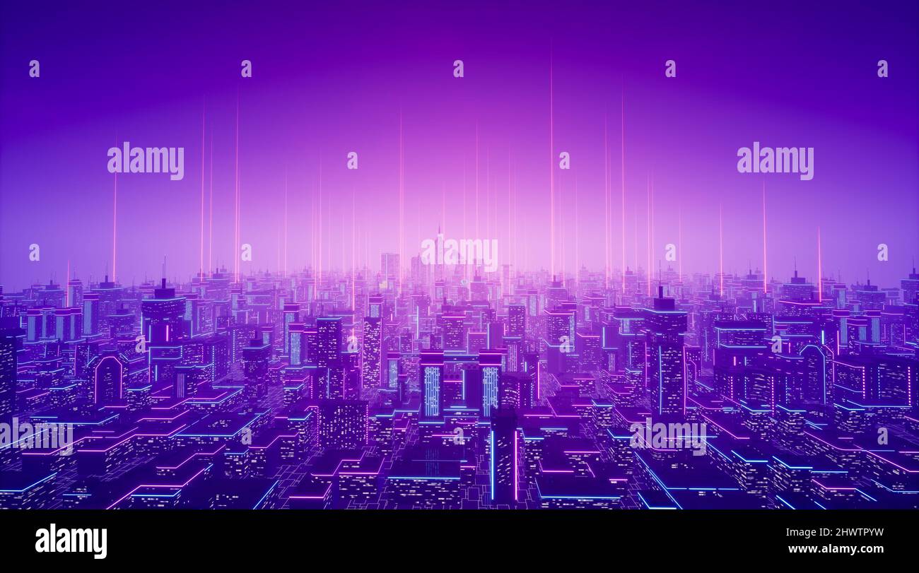 Metaverse city concept, 3d render Stock Photo - Alamy