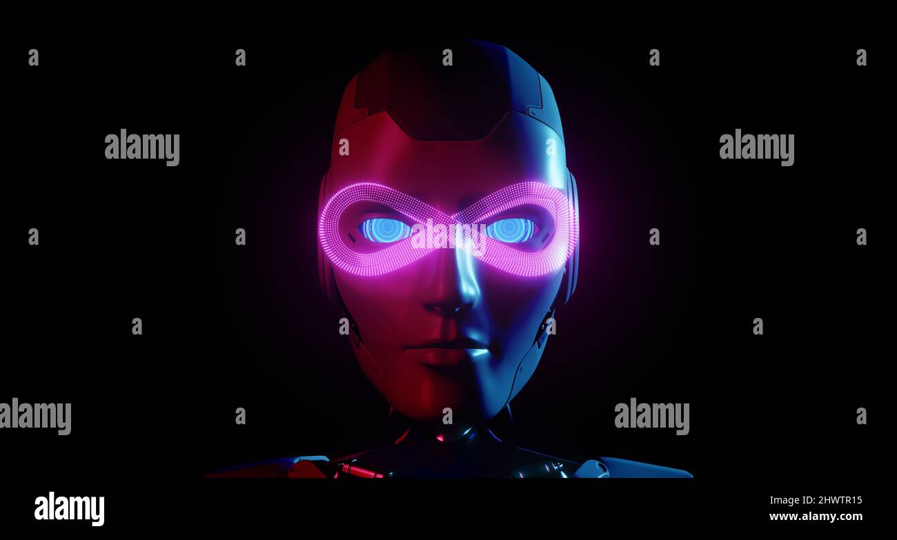 Metaverse robotic concept on dark background, 3d render Stock Photo - Alamy