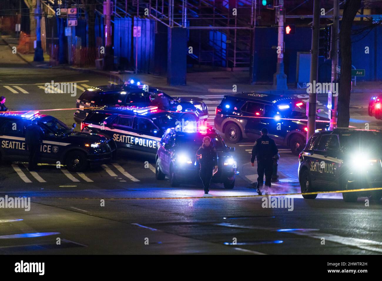 Seattle, USA. 5th Mar, 2022. Just after 8:00pm officer involved ...