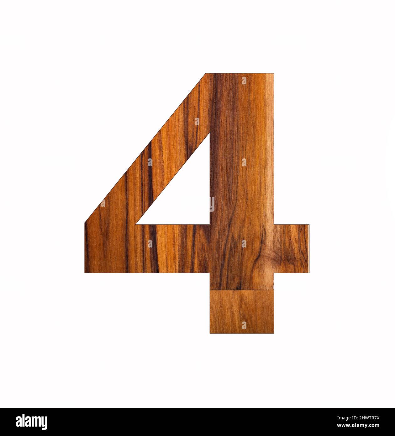 Number four on Wooden Background - Isolated White Stock Photo - Alamy