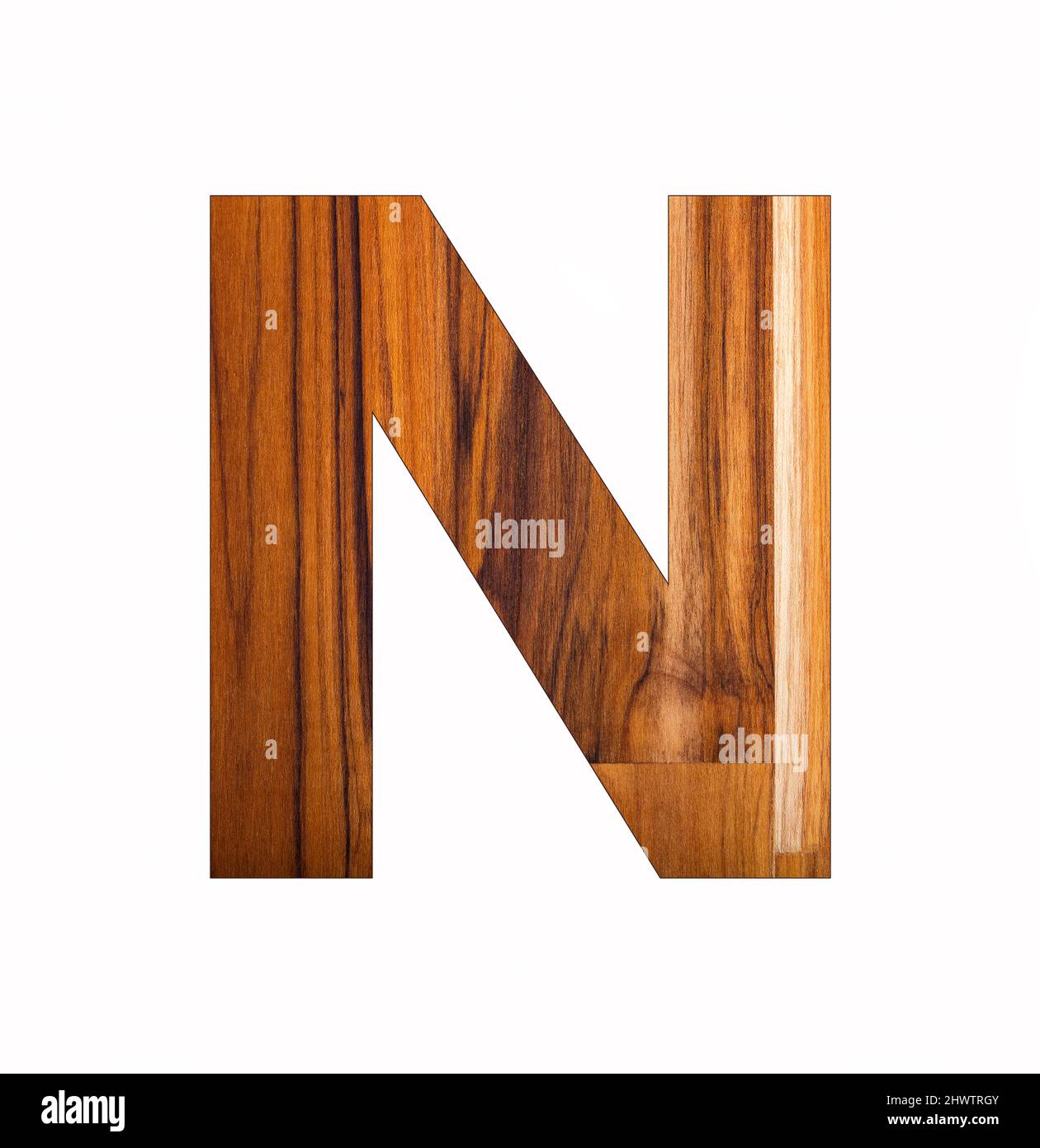 Wooden alphabet capital letter N - Black background Stock Photo - Alamy