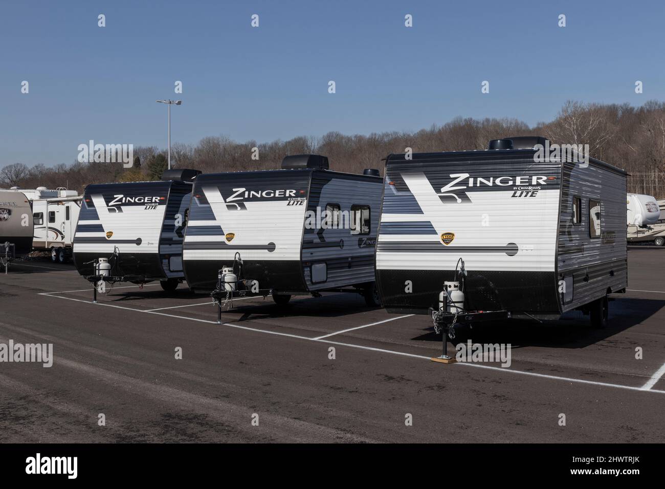 Peru - Circa March 2022: Zinger Fifth Wheel Travel Trailers. Zinger RV ...