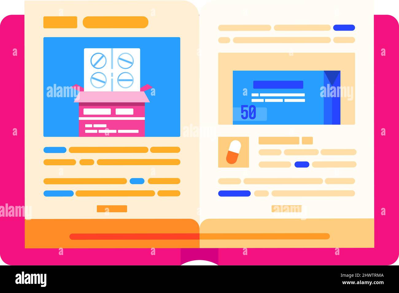 Pharmacology book guide manual flat vector icon Stock Vector Image ...