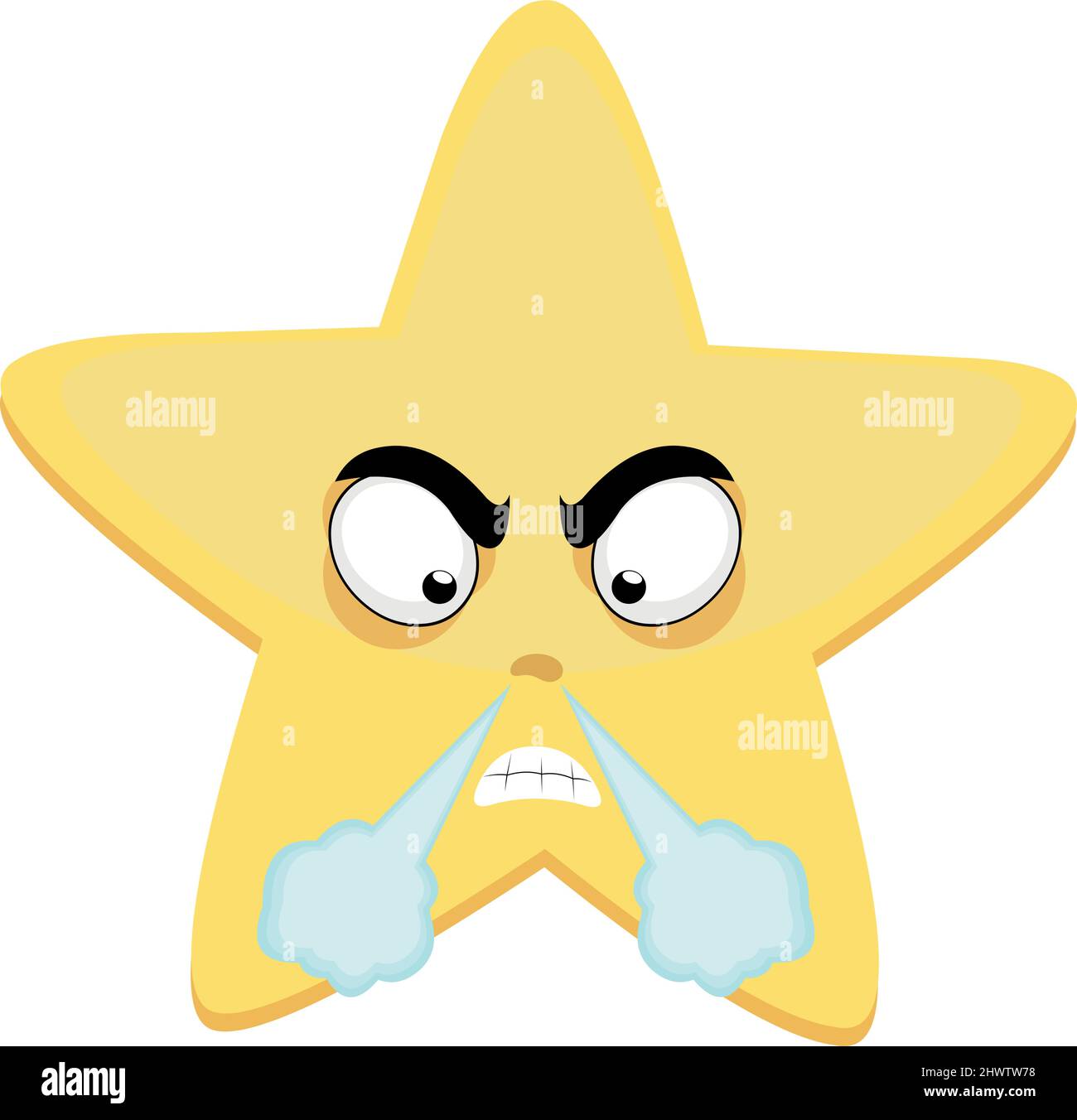 Vector cartoon character illustration of a star, with an angry ...