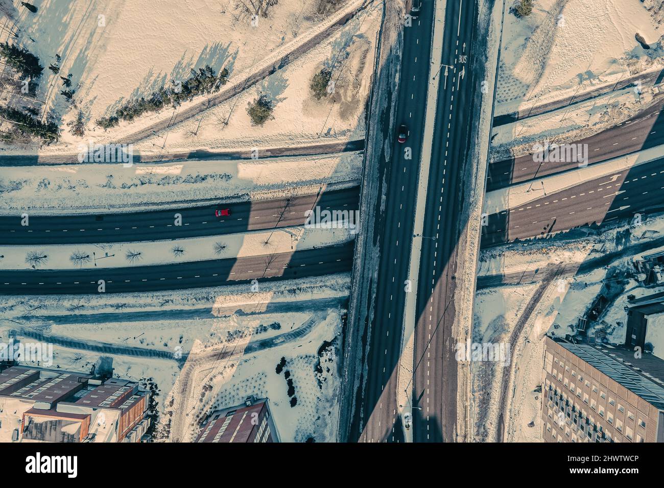 Winter highway town hi-res stock photography and images - Alamy