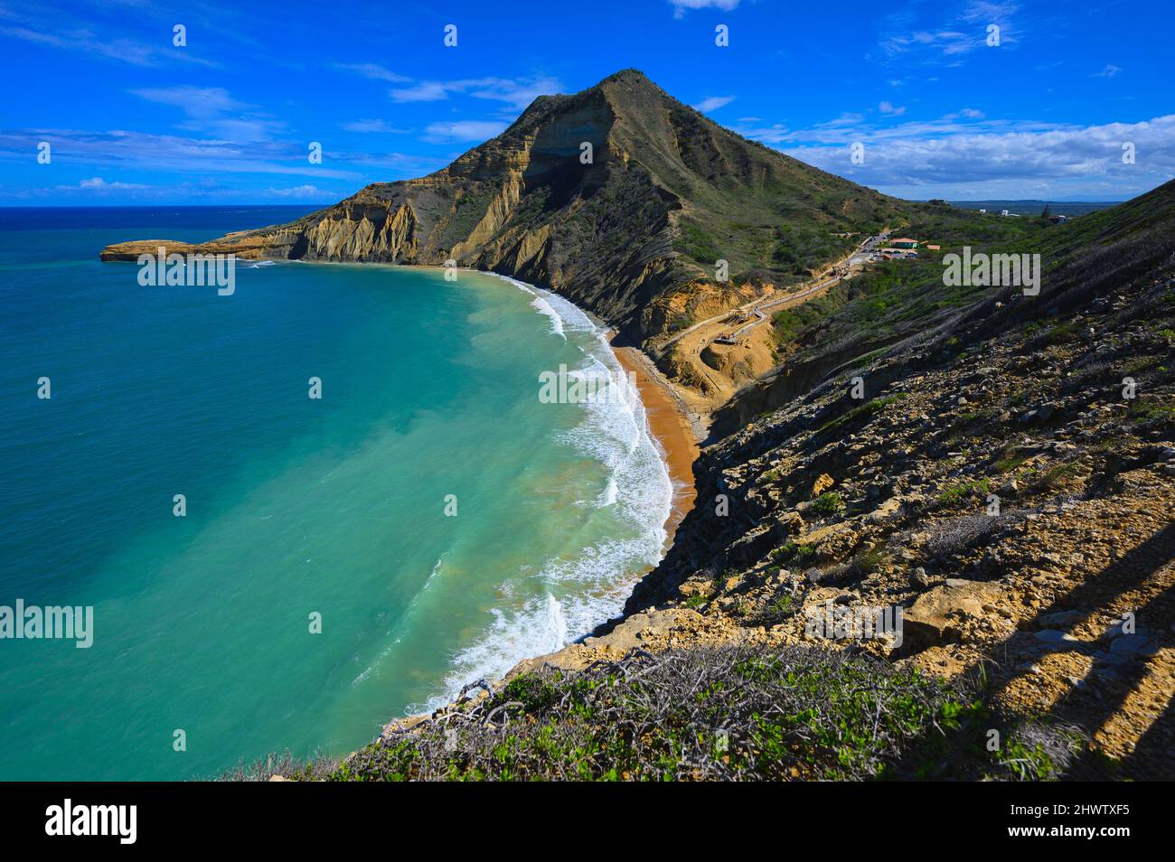 Mountain ocean perspective in carribbean coast. Cordillera view inside ...
