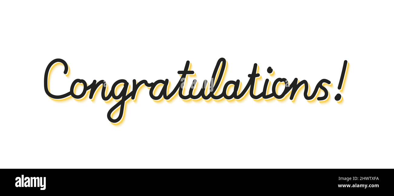 Congratulations - Greeting card. Hand written text. Calligraphic vector ...