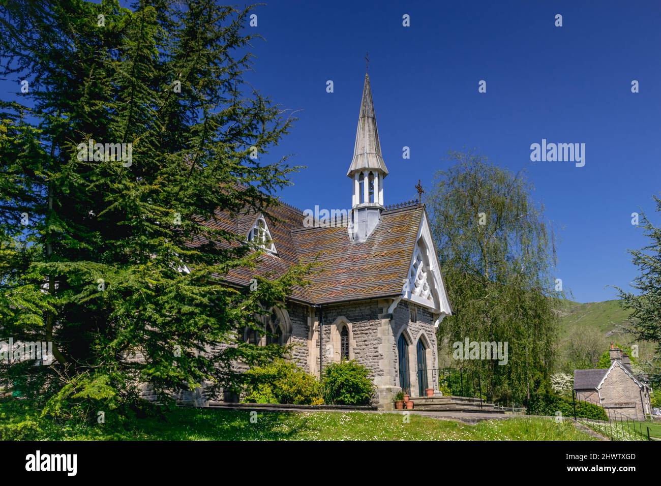 Small church in Ilam village, Dovedale, Peak District, UK Stock Photo ...
