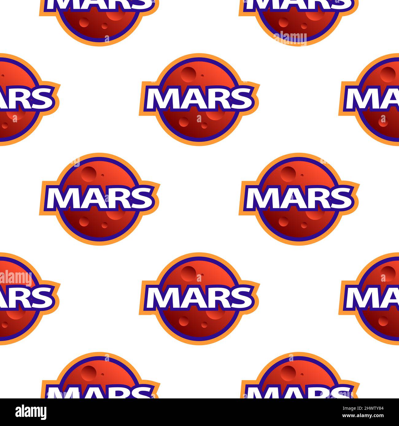 Pattern of the planet and the inscription Mars in cartoon style for ...