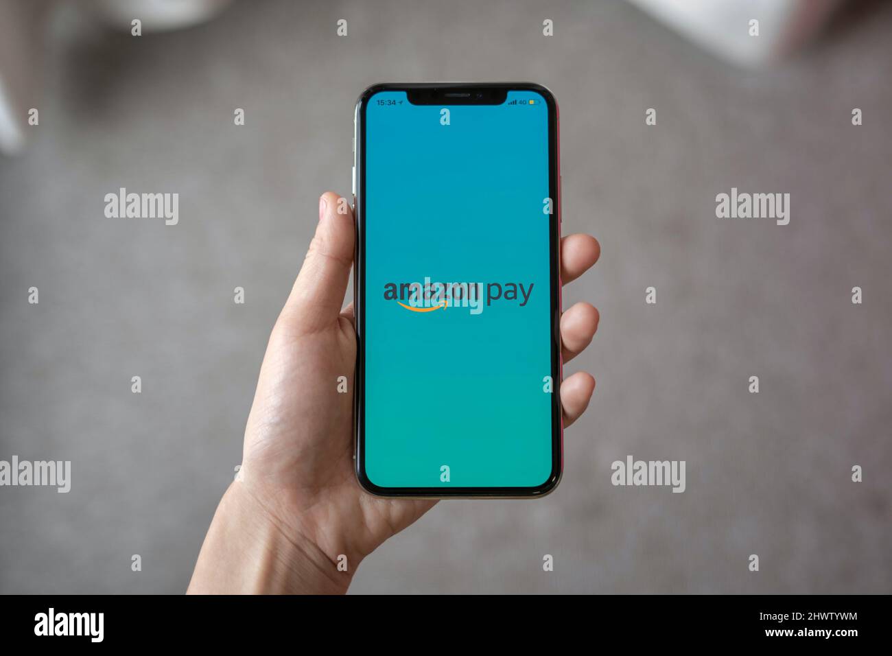 Amazon pay logo on phone screen Stock Photo - Alamy
