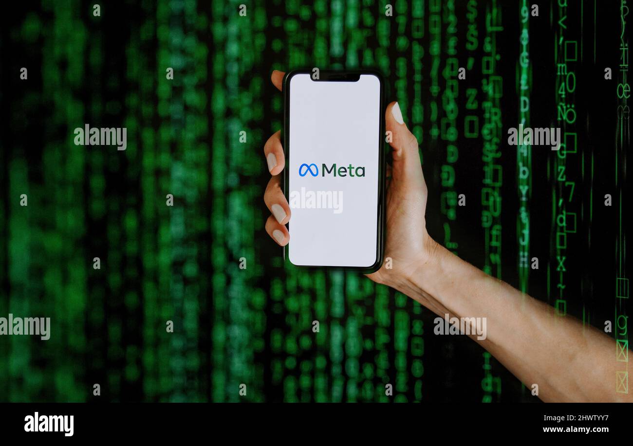 Meta logo on phone screen Stock Photo - Alamy