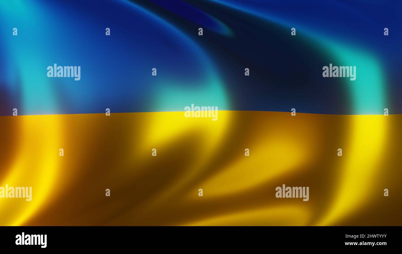 Ukrainian flag, close up waving flag of Ukraine. flag symbol, 3d ...