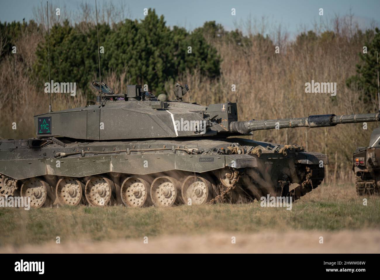 British army FV4034 Challenger 2 main battle tank in action on a ...