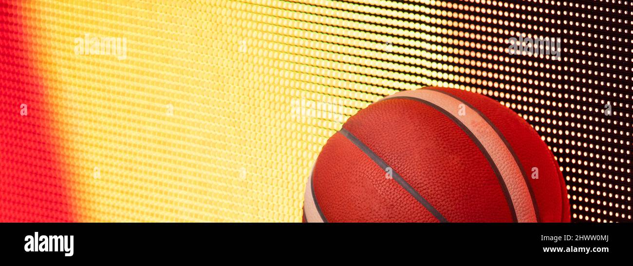 Basketball on led screen background. Horizontal sport theme poster ...