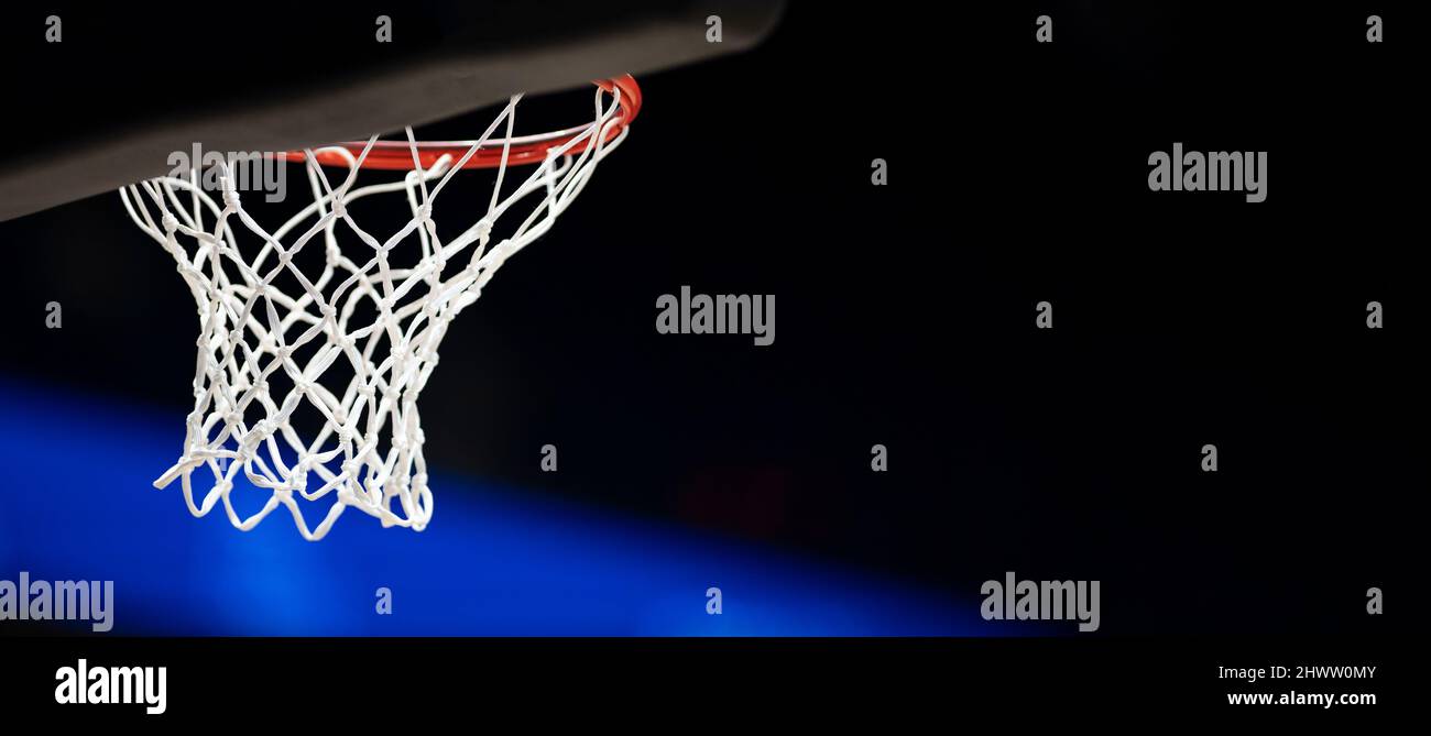 Basketball hoops against dark background. Banner art concept ...