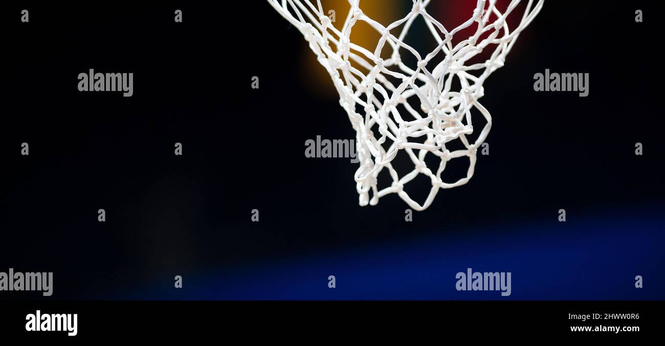 Basketball hoops against dark background. Banner art concept ...