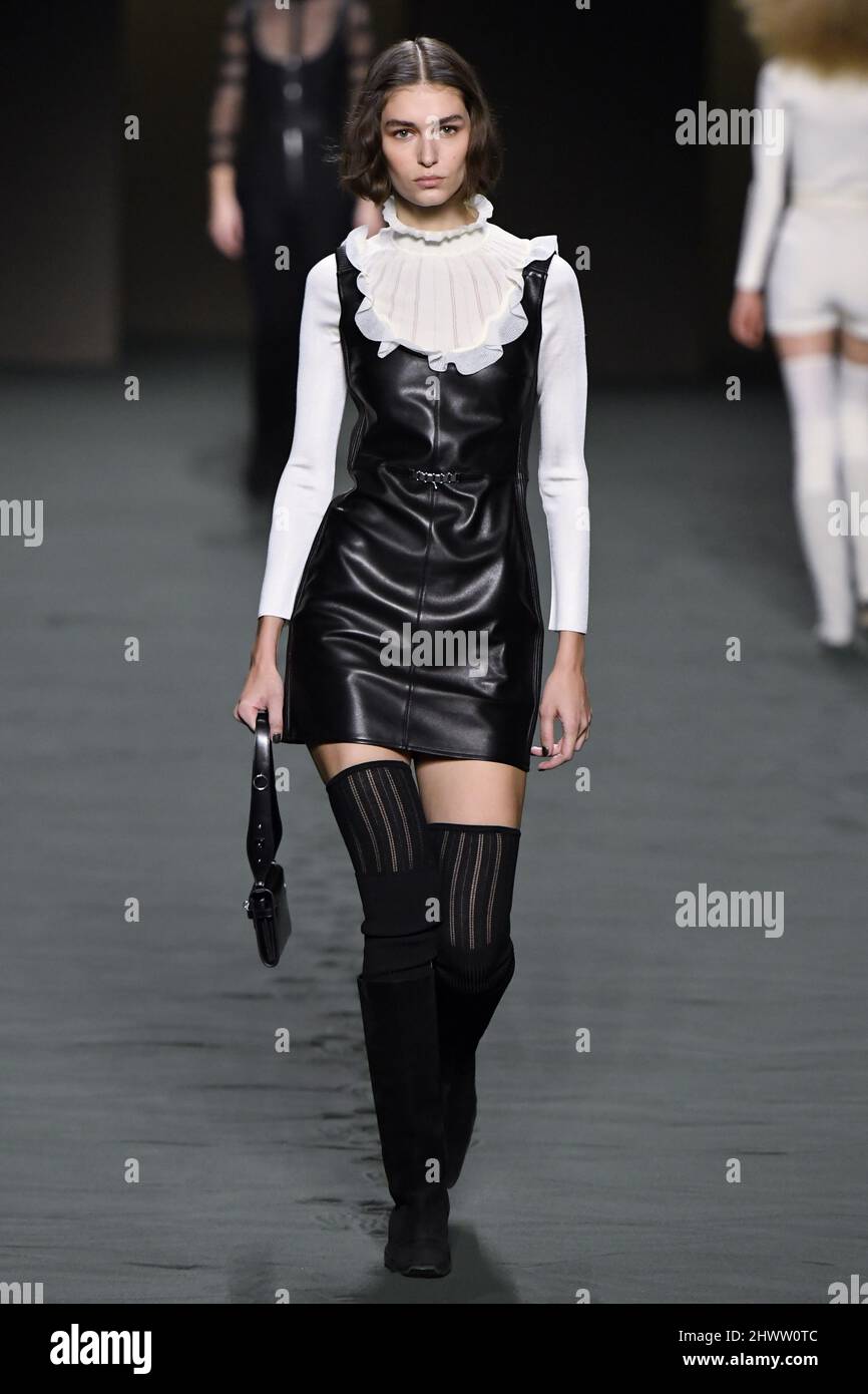 A model walks on the runway at the Hermes fashion show during Fall ...