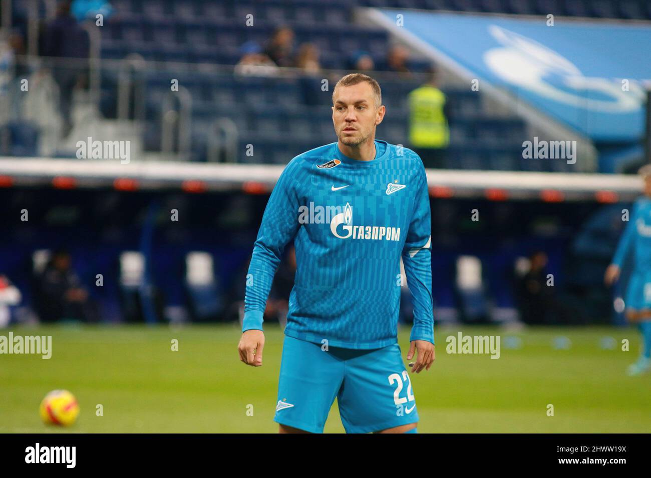 Artem Dzyuba (No.22) of Zenit compete during the Russian Premier League ...