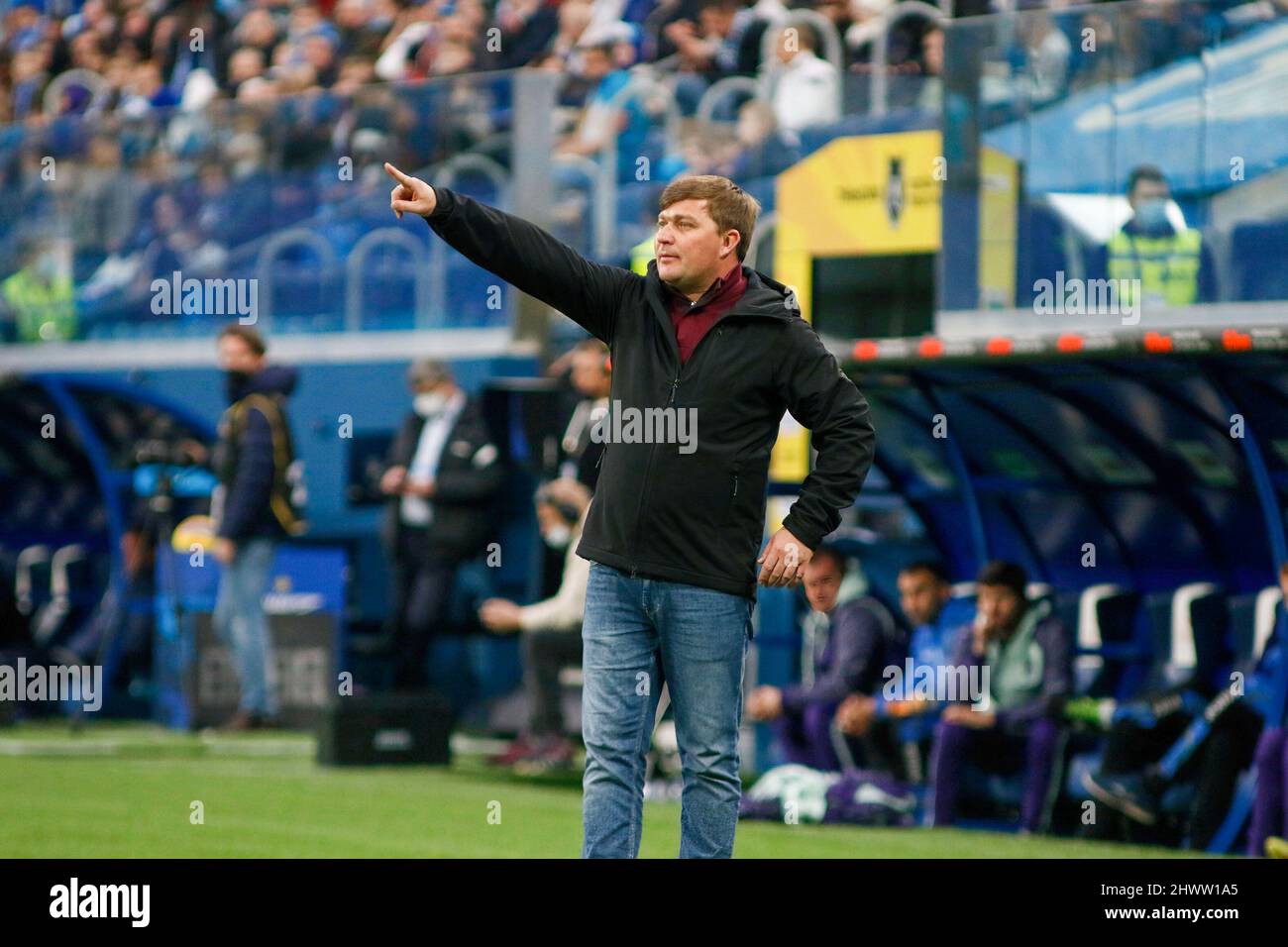 Head coach of Ufa Alexey Stukalov compete during the Russian Premier ...