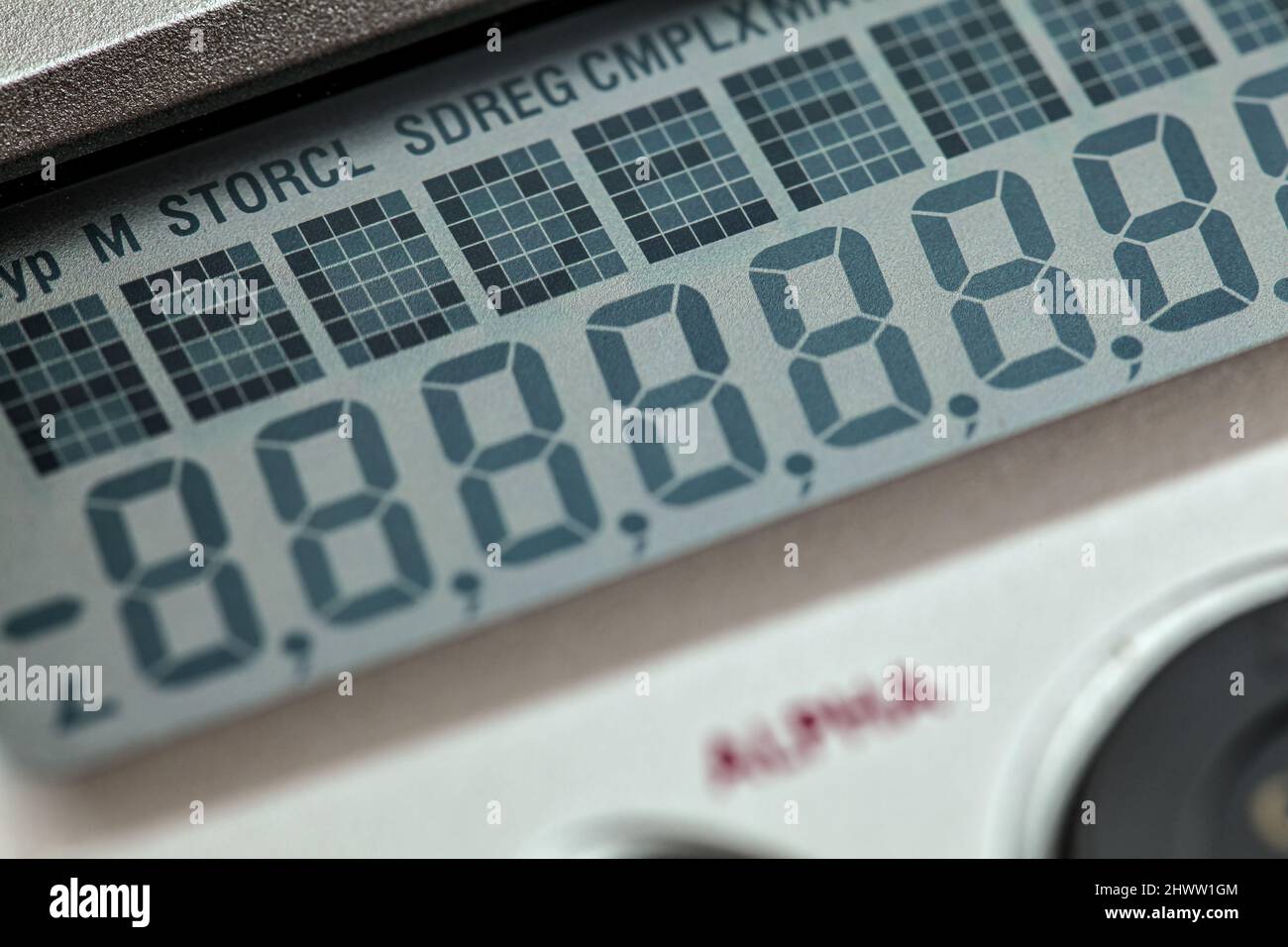 LCD display of calculator, closeup detail Stock Photo - Alamy