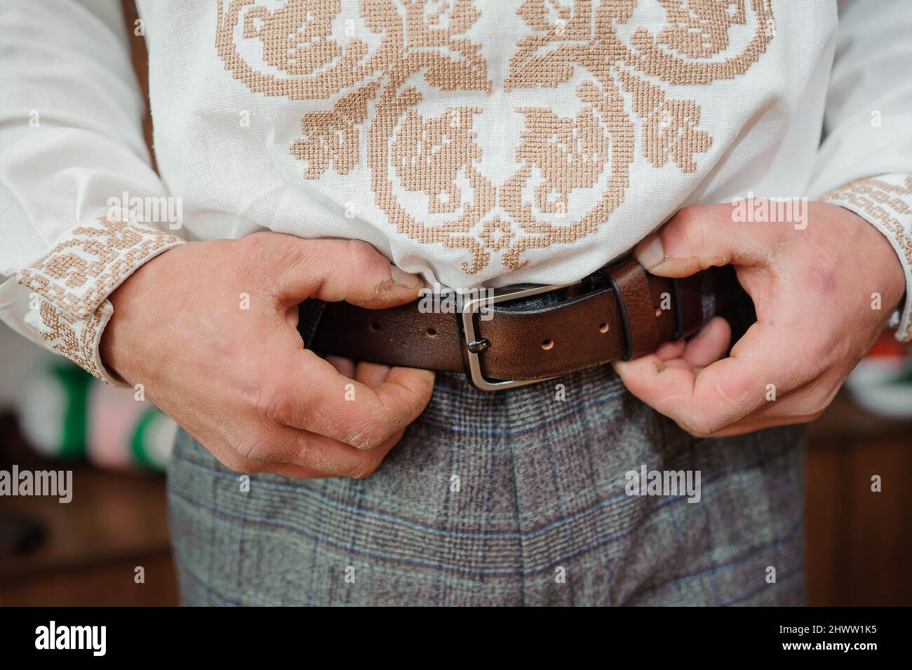 Hands at belt hi-res stock photography and images - Alamy