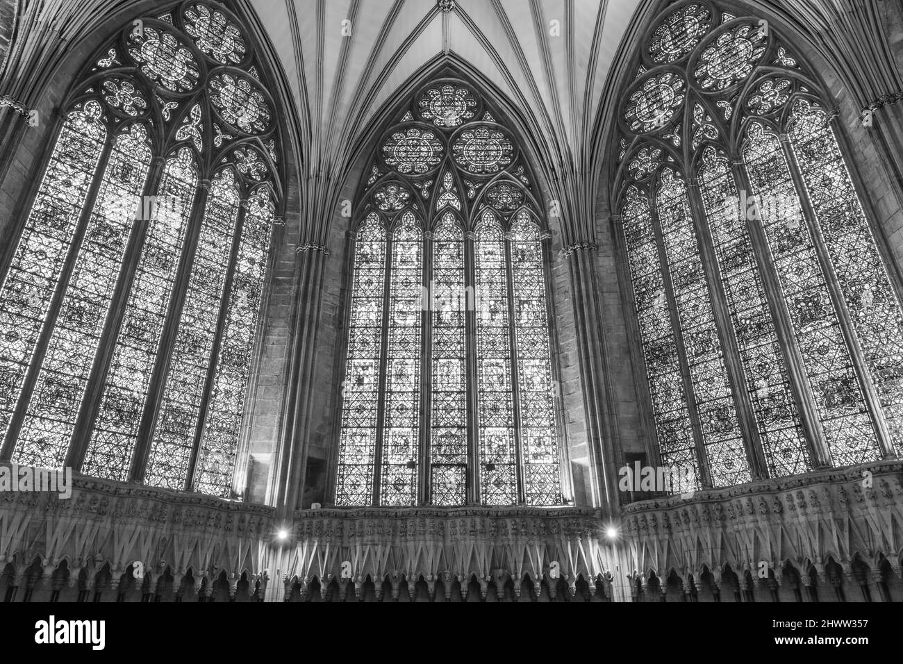 Stained glass windows inside chapter hi-res stock photography and ...