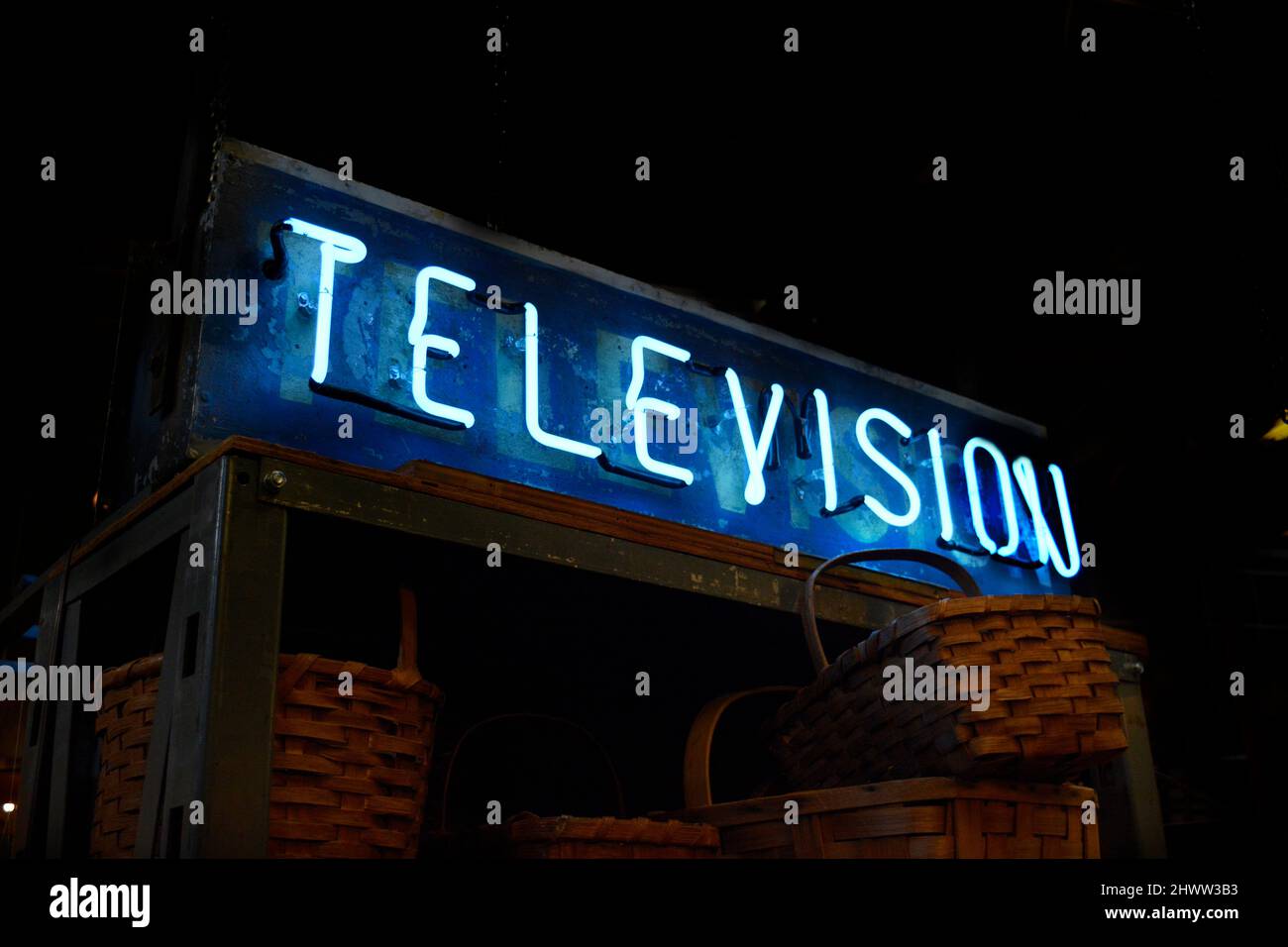 A vintage 1950s neon sign which once hung in a radio and television ...