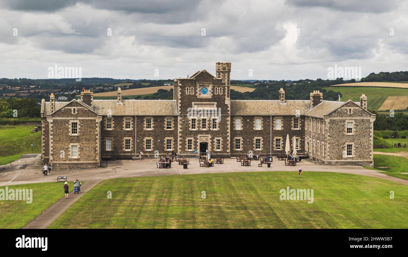 Old building with clock in Pendennis castle Stock Photo - Alamy