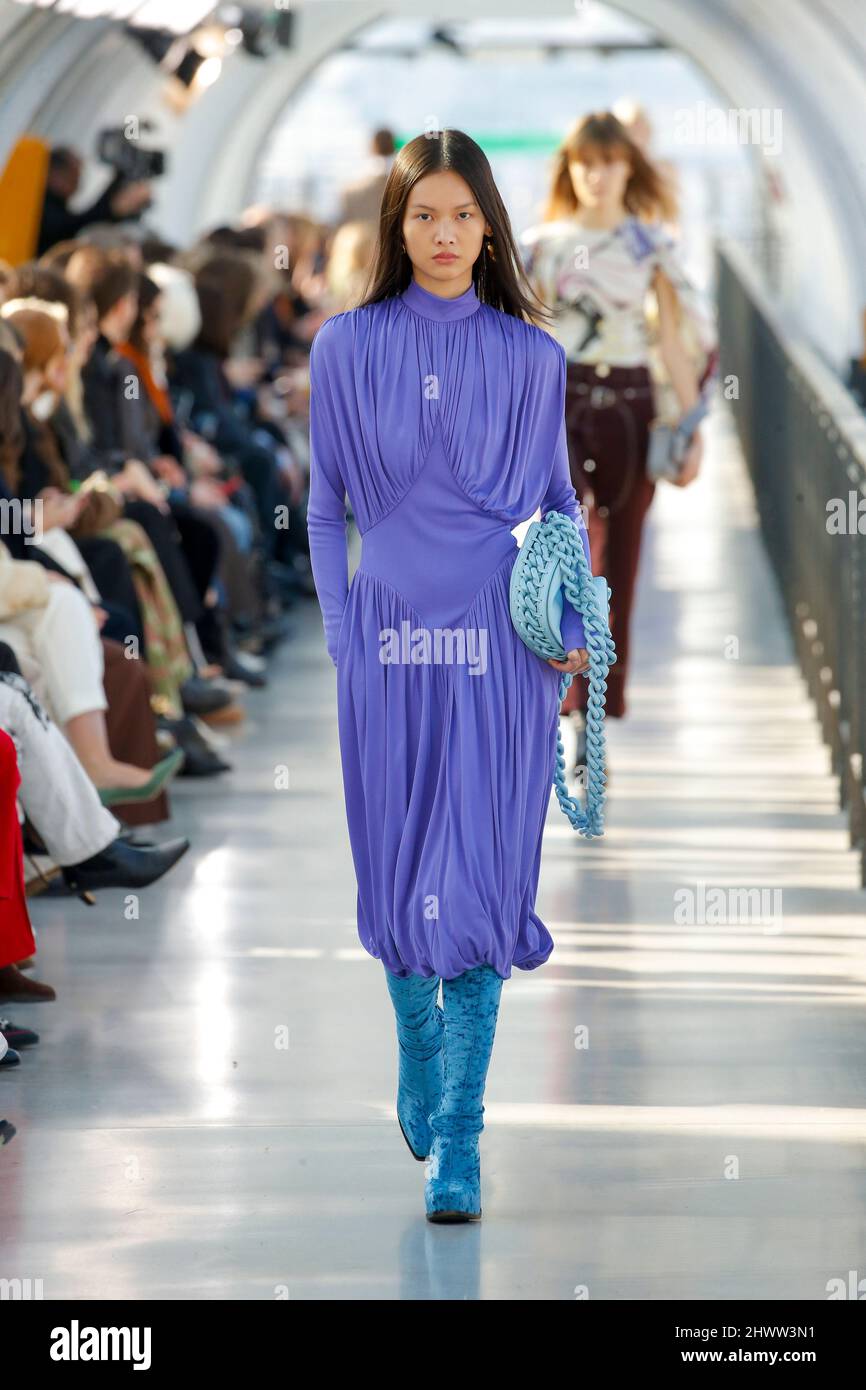 Paris, France. 07th Mar, 2022. Model Shuping Li walks on the runway at ...