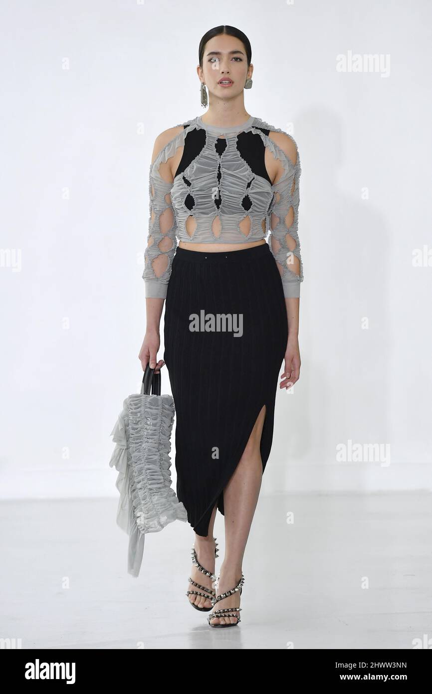 A model Marike Le Corre walks on the runway at the Ester Manas fashion ...