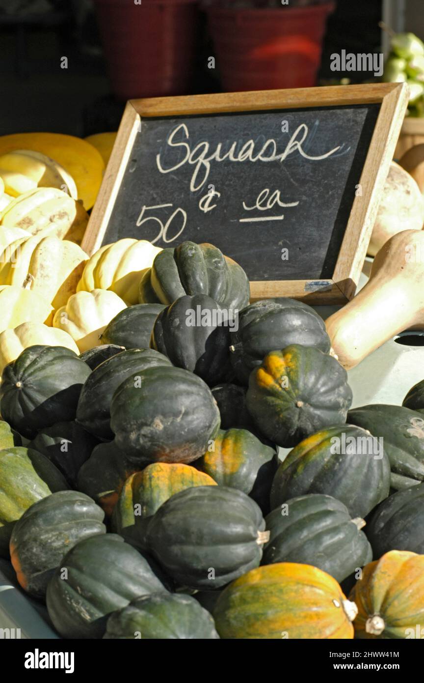 Fruits and vegitables and peppers and squash for sale at farmers ...
