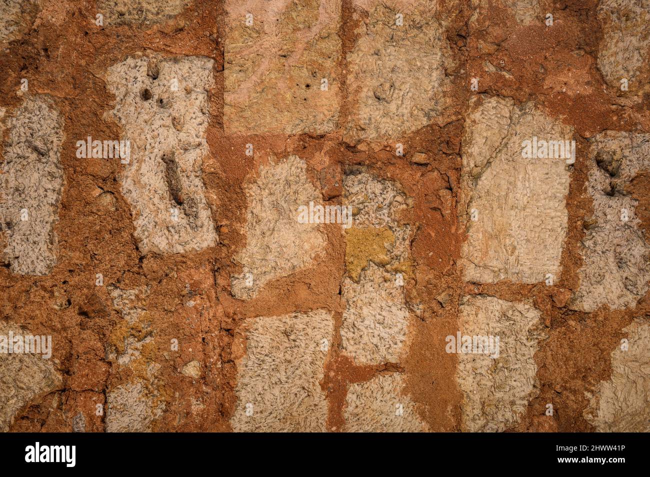 Old red brick form. Photo of surface of vintage clinker wall. Wide ...