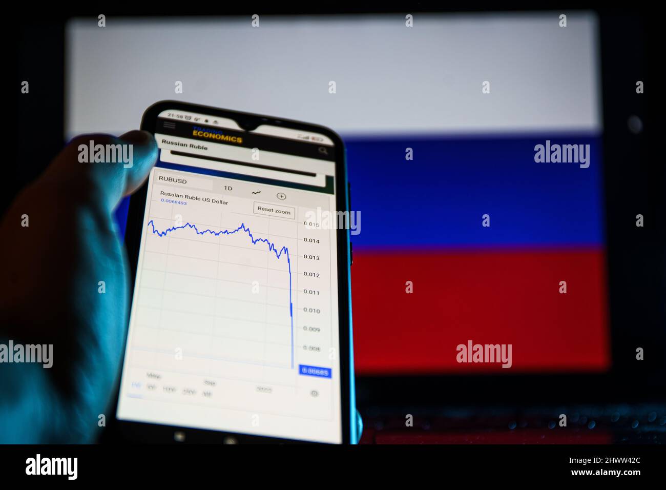 Ruble at currency market. The Russian ruble or rouble is the official ...