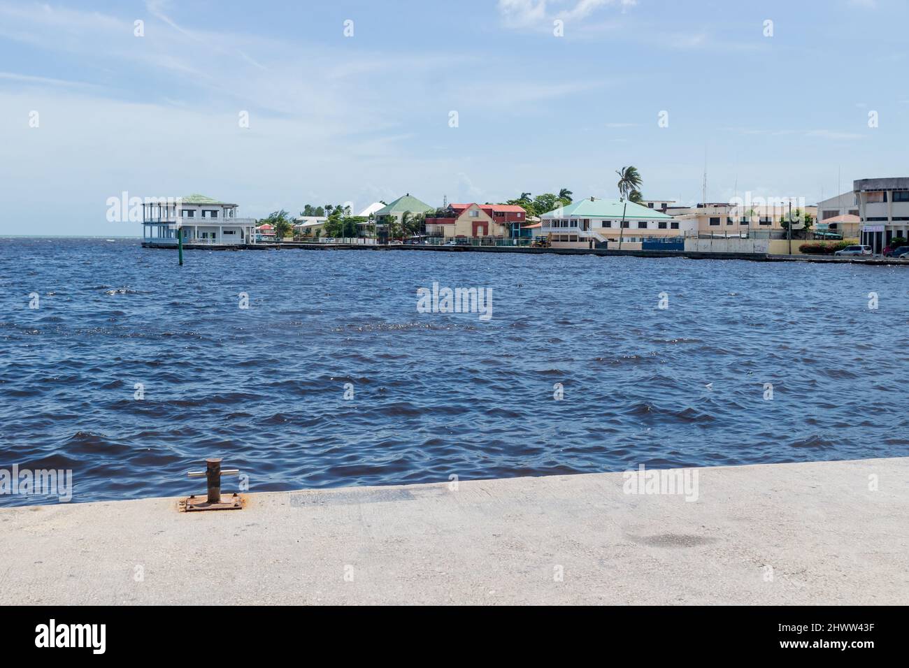 View on cityscape with colorful houses of Belize City seen from the ...