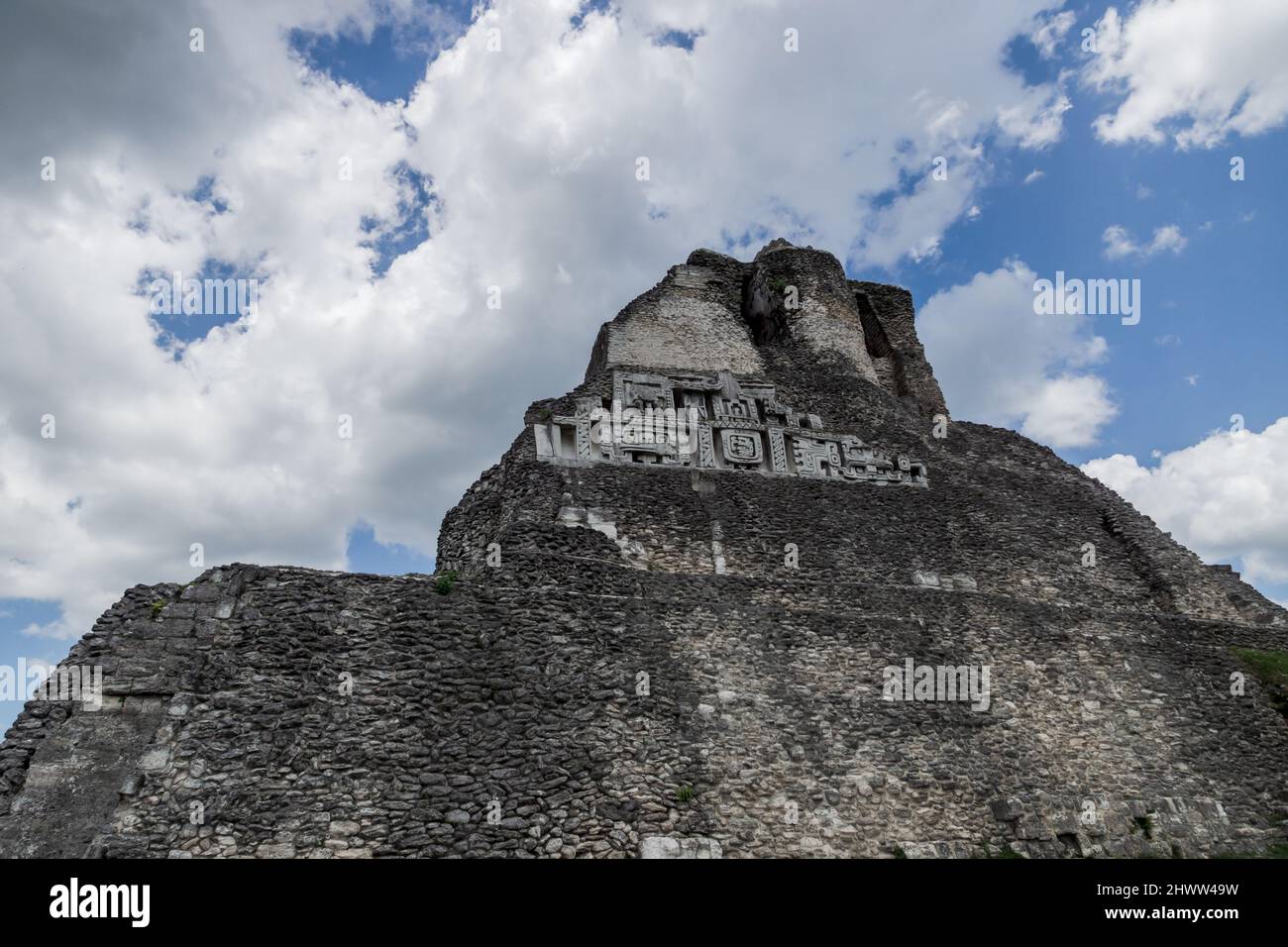 The carved Maya pyramid 'El Castillo' at the archeological site ...