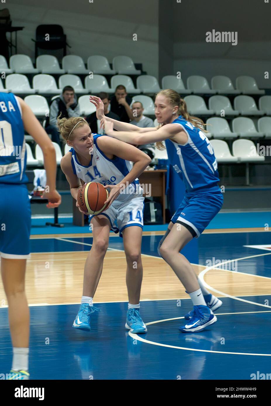 MOSCOW - APRIL 1: N. Grishaeva (14) in atack on a game Dynamo MSK vs ...