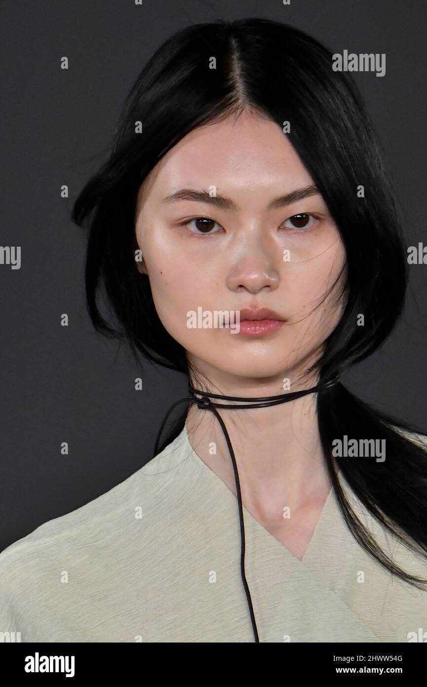 Model He Cong walks on the runway at the Ludovic de Saint Sernan ...