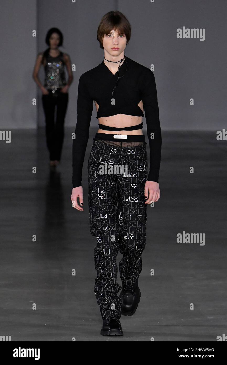 Model Indiana Van't Slot walks on the runway at the Ludovic de Saint ...