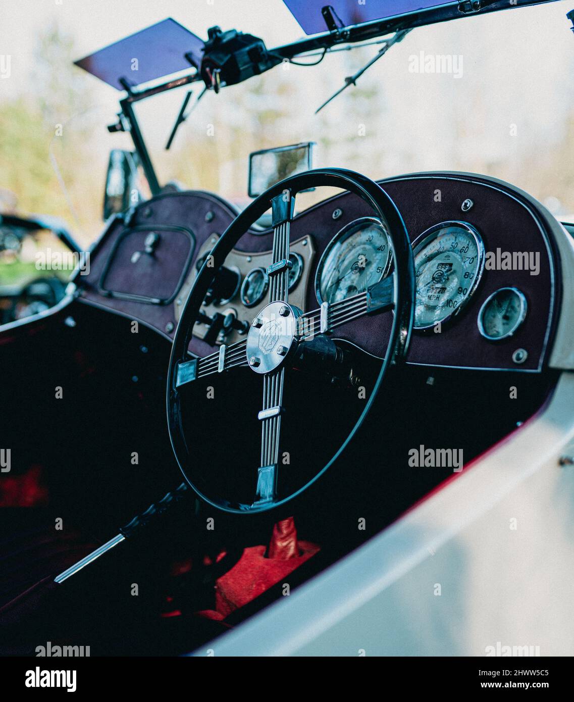 Classic MG Steering wheel Stock Photo - Alamy