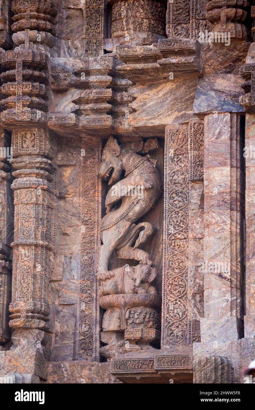 Royal Guard of Konark - Gajasimha (Lion Upon Elephant Upon Man at the ...