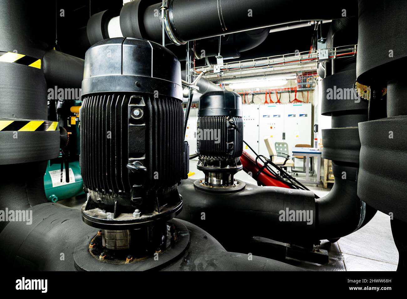 Pump station in the underground premises of the factory Stock Photo - Alamy