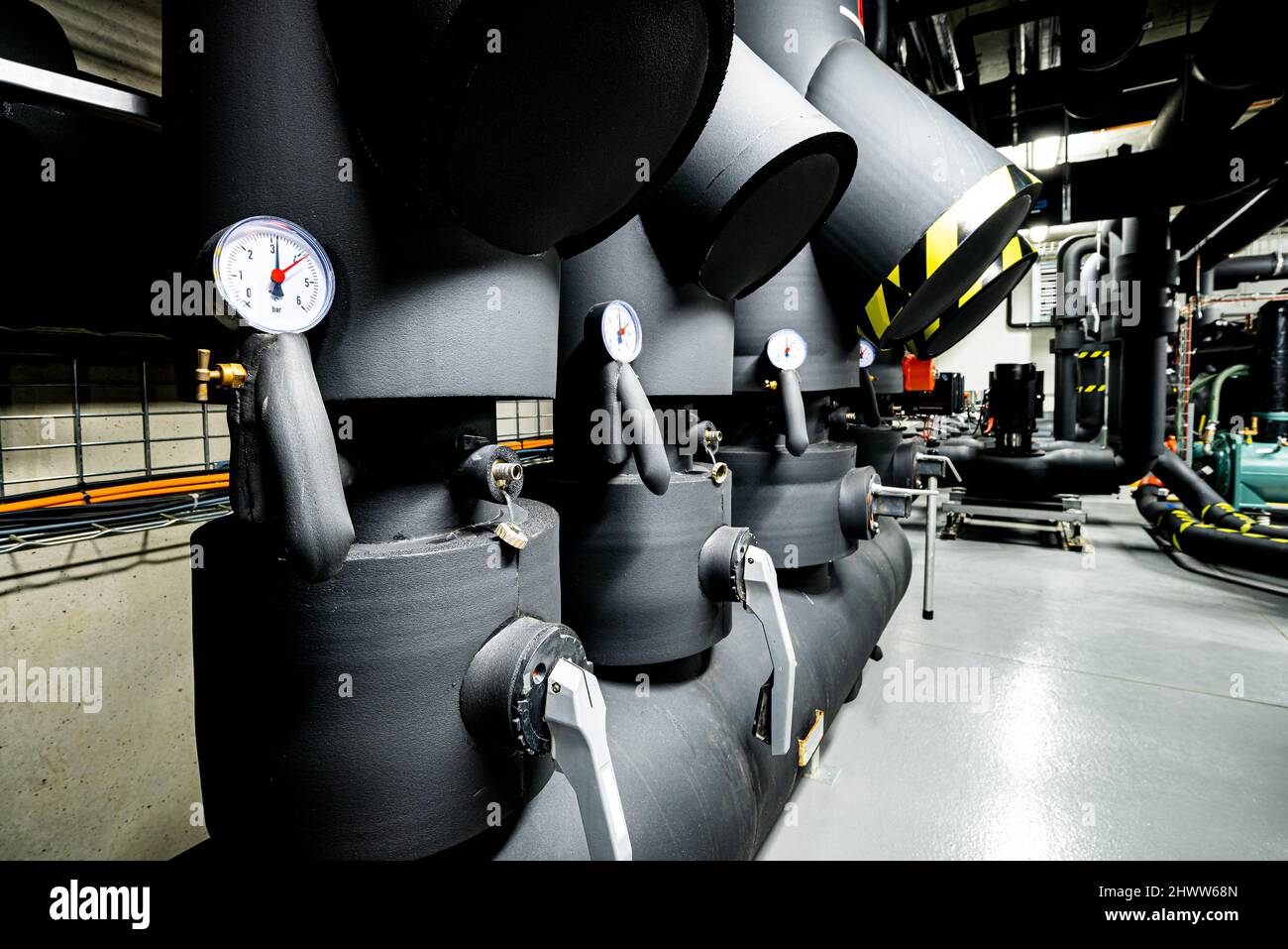 Pump station in the underground premises of the factory Stock Photo - Alamy