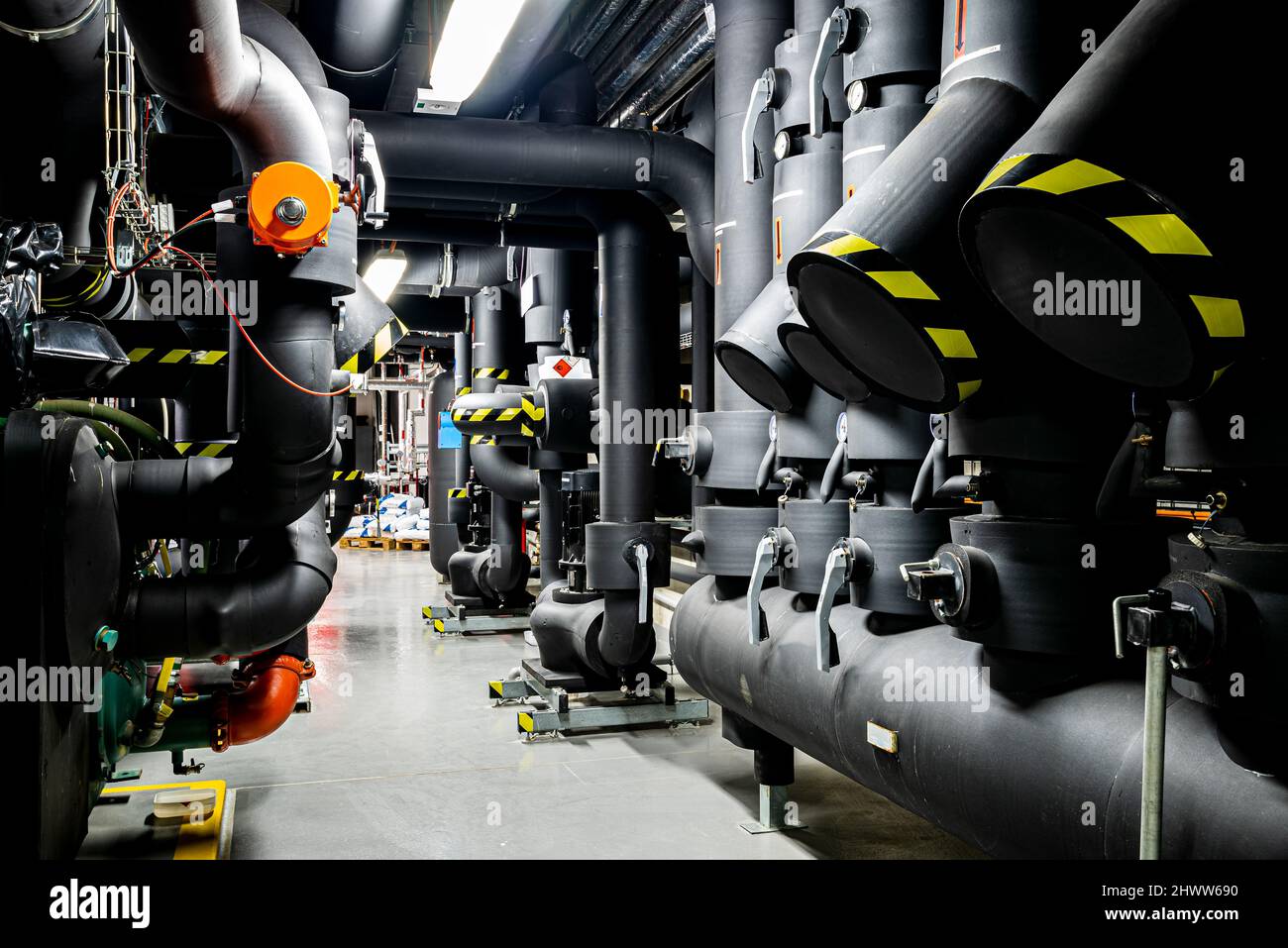 Pump station in the underground premises of the factory Stock Photo - Alamy