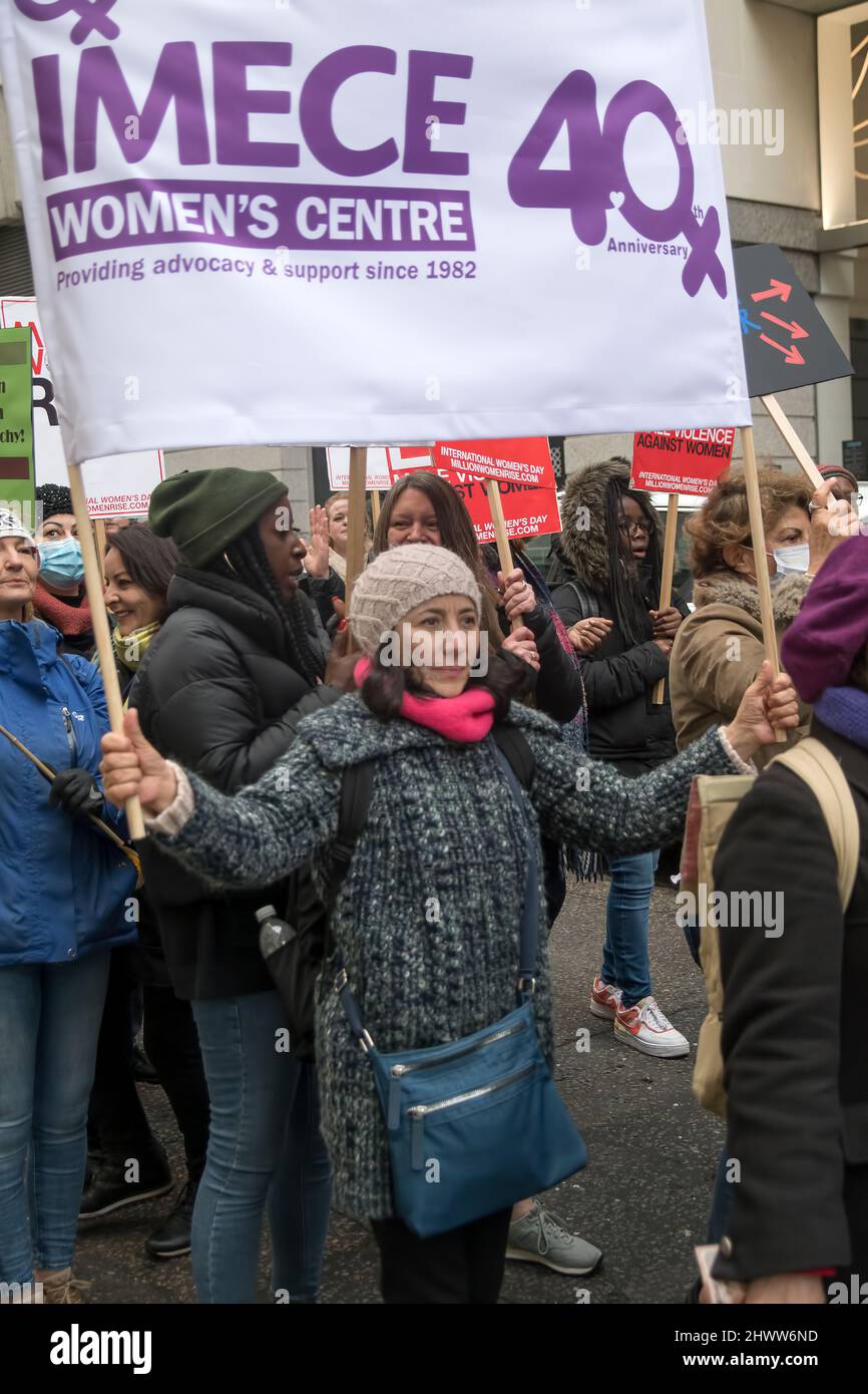 A Large Crowd Marches During The International Womens Day Protest In