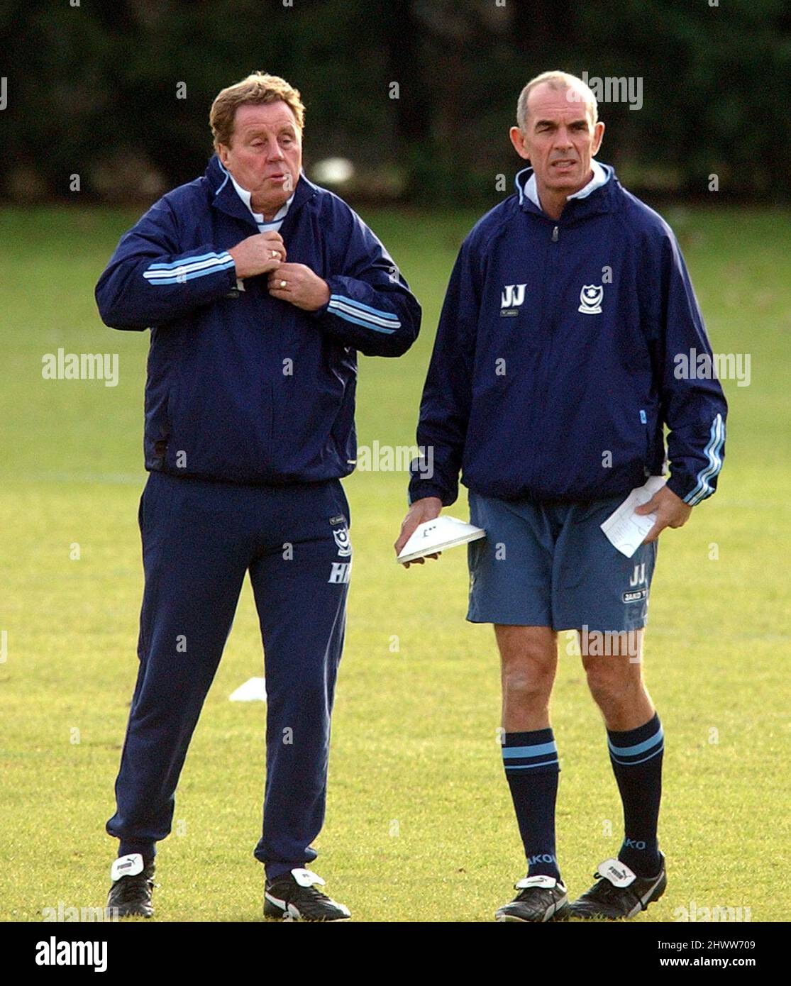 PORTSMOUTH MANAGER HARRY REDKNAPP AND JOE JORDAN PREPARE THE PLAYERS ...