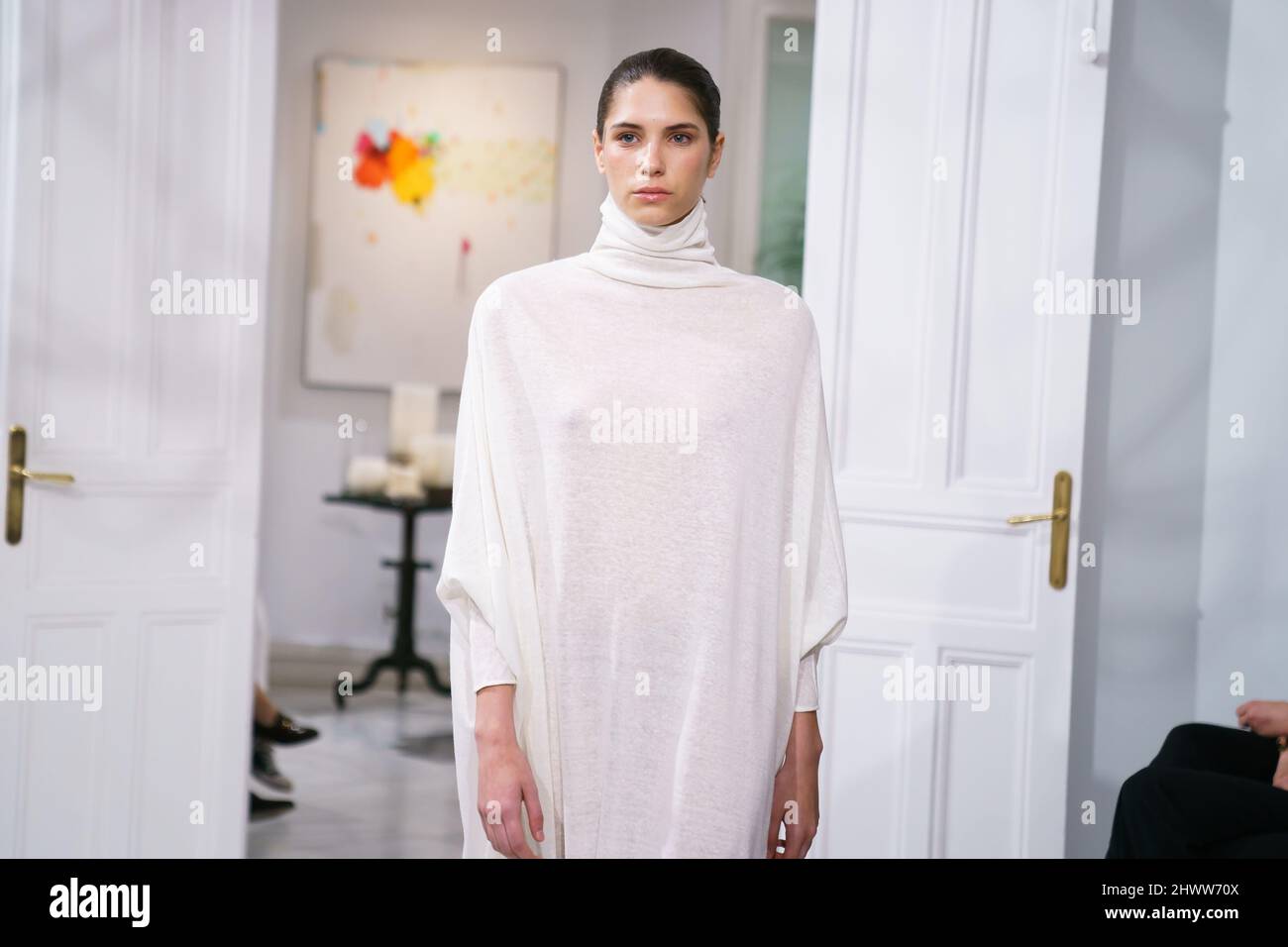 A model walks the runway at the Marcos Luengo fashion show during ...