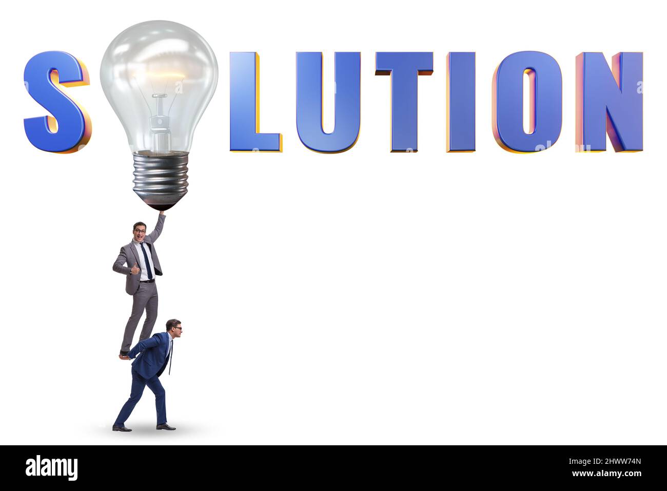 Concept of soluton with the businessman and lightbulb Stock Photo - Alamy