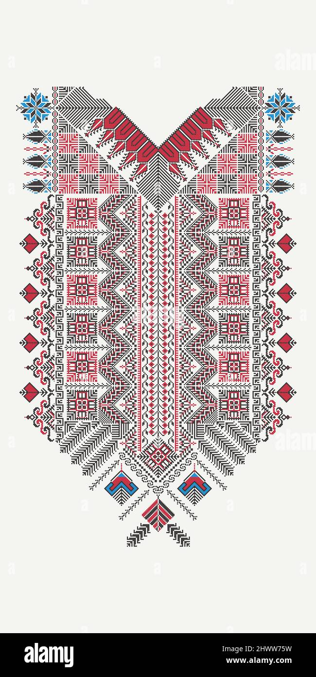 Vector tatreez ornament, traditional Palestinian embroidery pattern ...