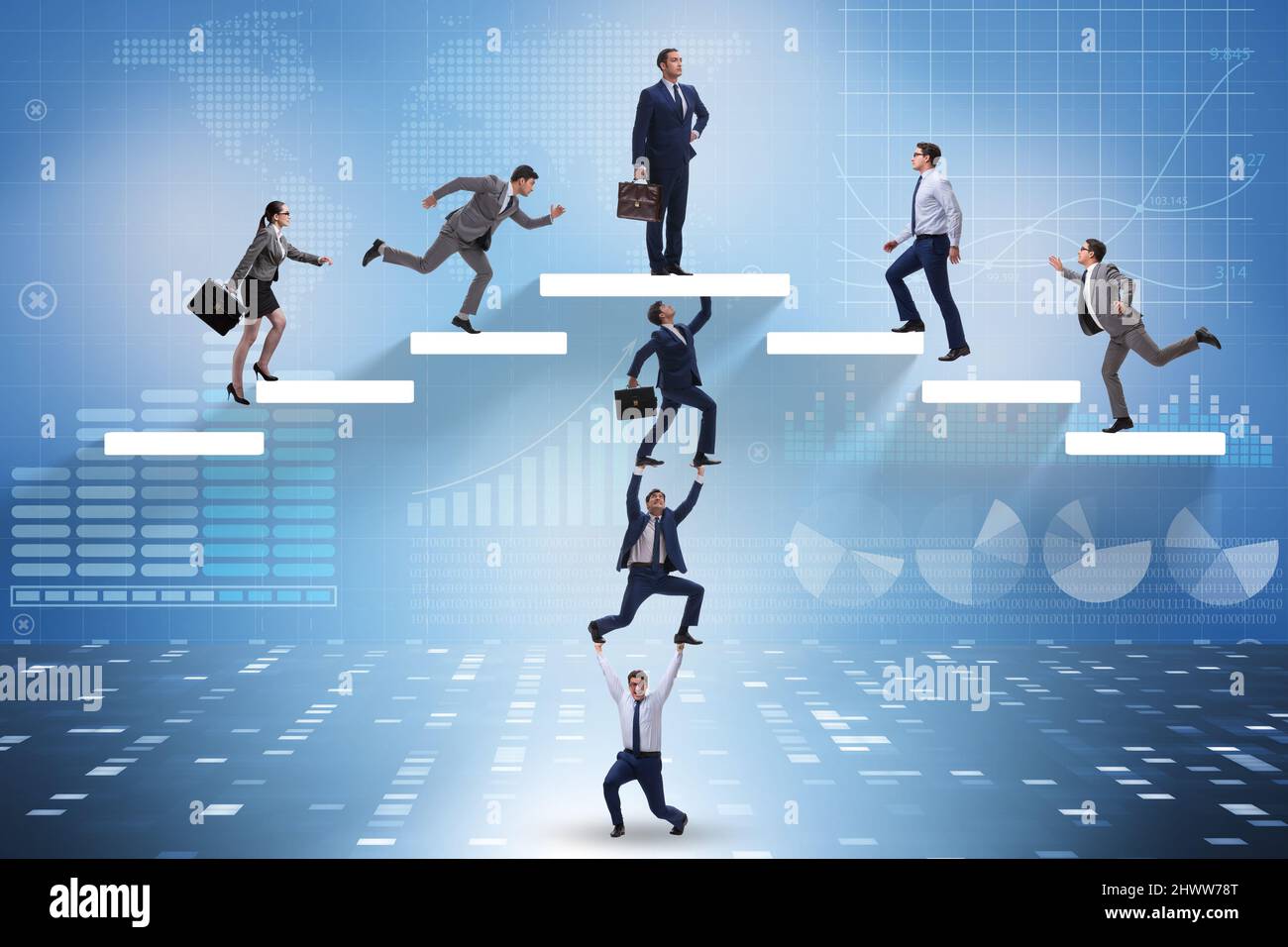 Teamwork concept with the businessmen helping each other Stock Photo ...
